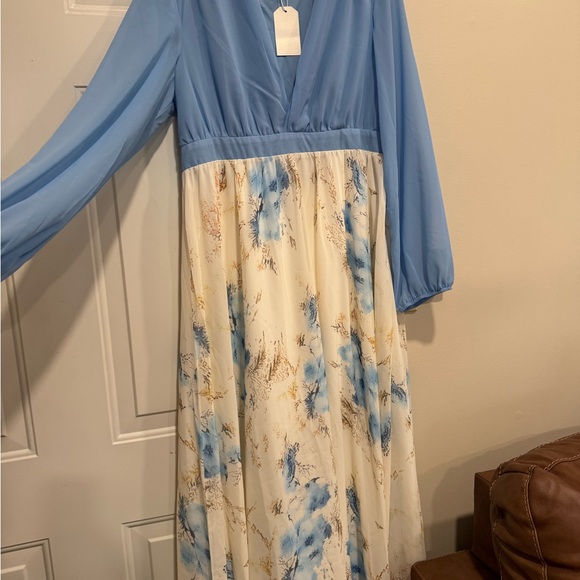 gabrinl | Dresses | Elegant Blue Floral Maxi Skirt | Poshmark